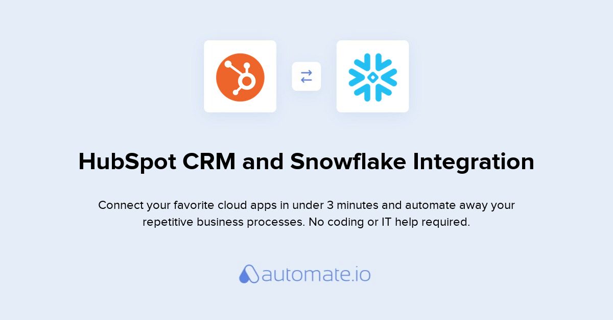 How To Connect Hubspot Crm And Snowflake Integration